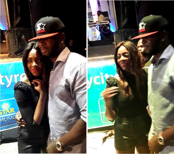 Cuddly buddies: Tiwa Savage and Tee Billz...