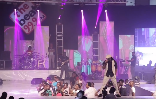 Oops! Photos of Peter Okoye falling off stage at Beat FM's Triple 9 Concert