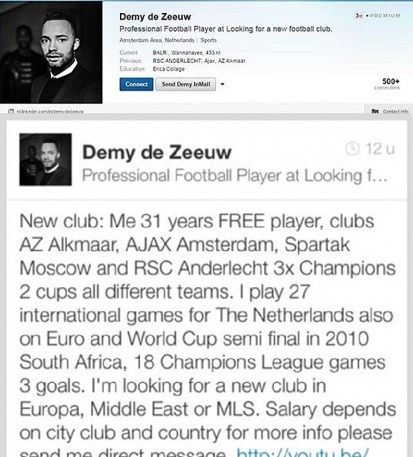 Clubless footballer advertises availability on Linkedin - Nigerian ...