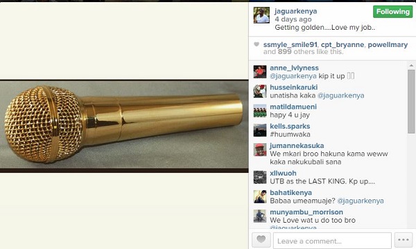 Rapper, Jaguar gets personalised gold microphone