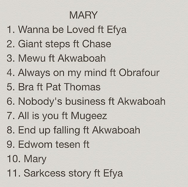 Sarkodie unveils track-list for new album, 'Mary'